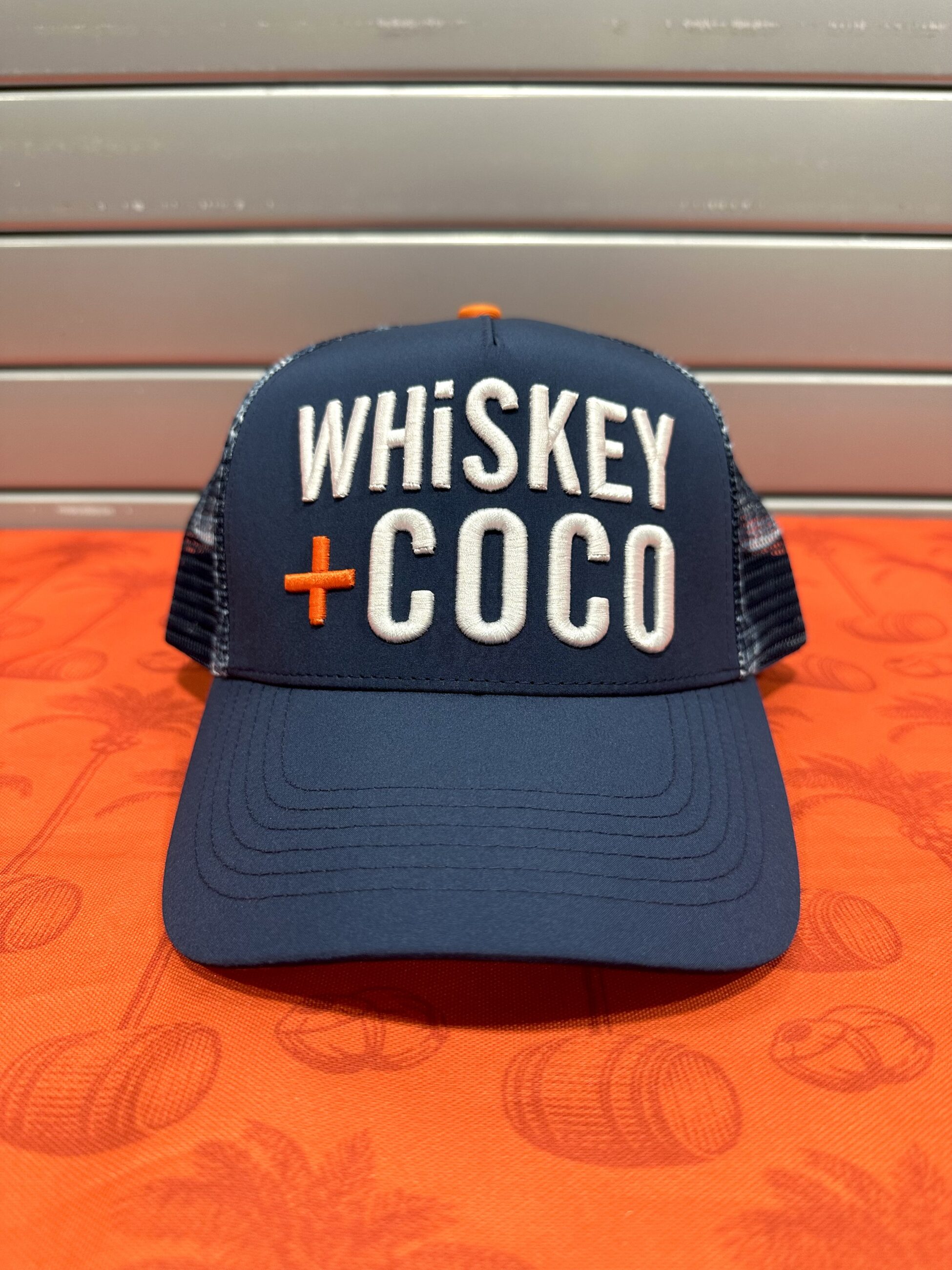 WHiSKEY + COCO Trucker – Blue White Palm mesh | WhiCo